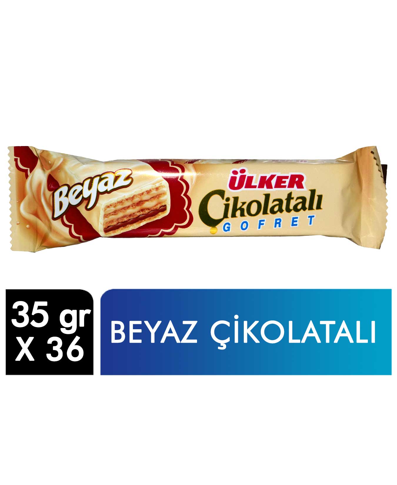 ÜLKER ÇİKOLATALI GOFRET BEYAZ 35GR 36 LI 8690504964384 | FmcgStore.com